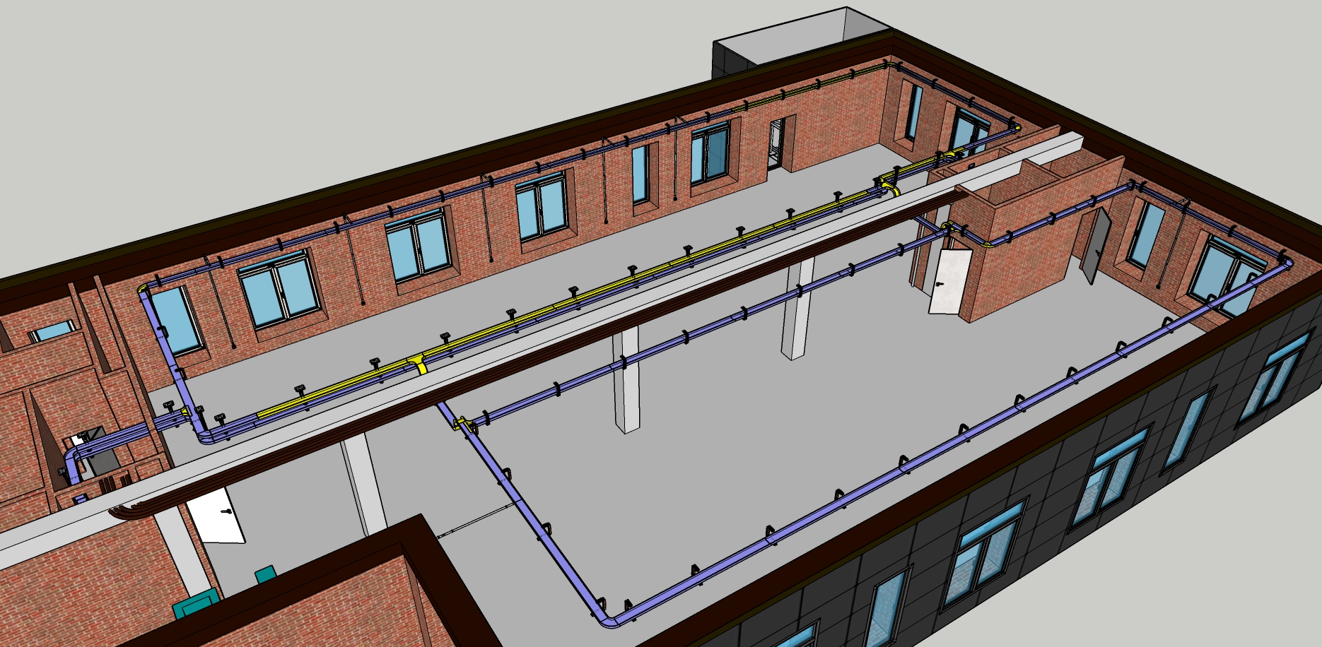 Fixation of metal lot and pipes for electricity placement – work from ...