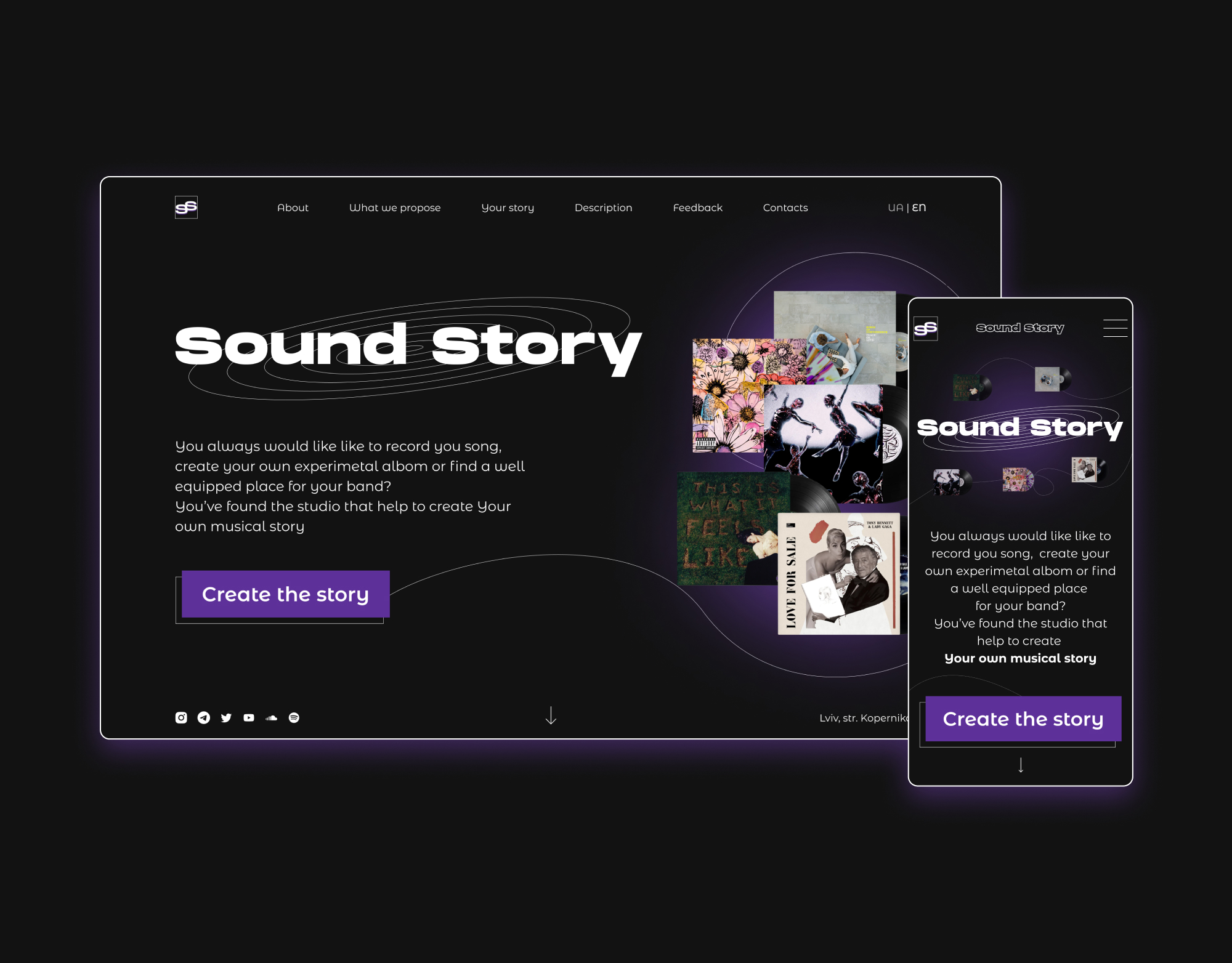 Concept design of langing page "Sound story" – work from freelancer's ...