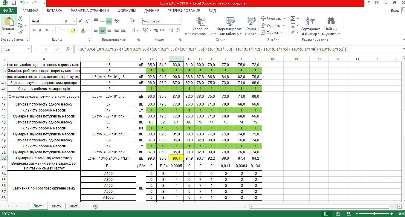 Creating a Exel table with mathematical formulas – work from a ...
