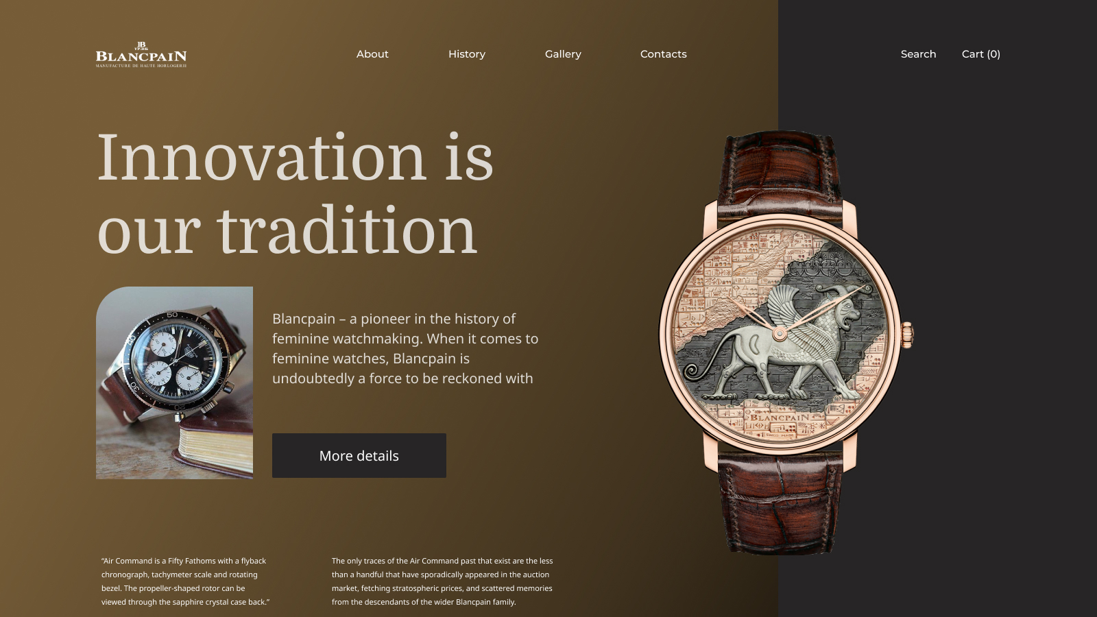 The first screen of the vintage watch store – work from freelancer's ...