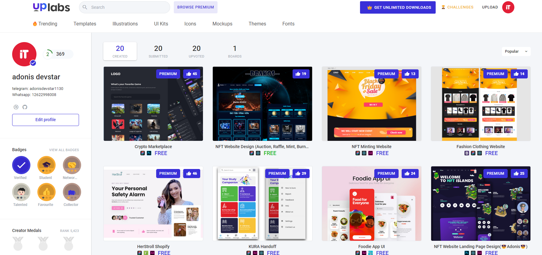 Public UX/UI design Portfolio – work from a freelancer's portfolio Lukas | example from category ...