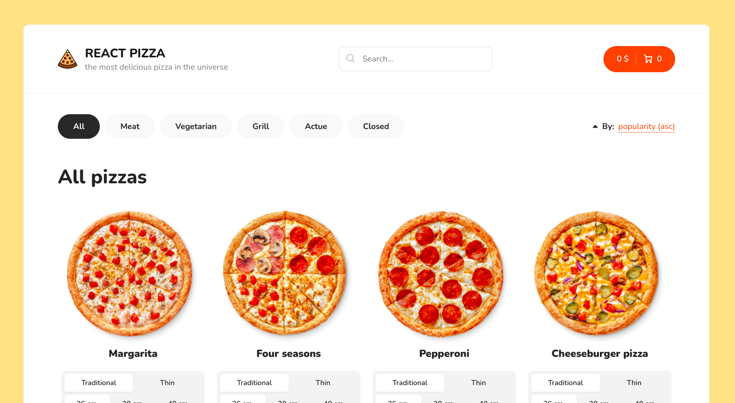 The React Pizza – work from freelancer's portfolio Bogdan | example ...