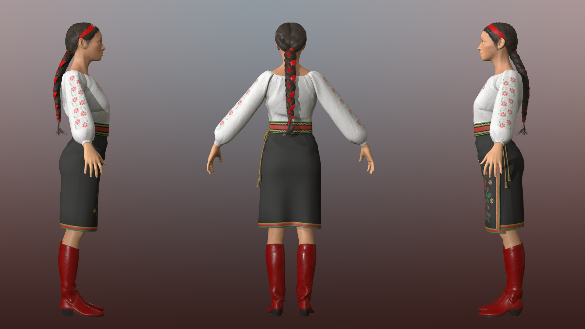 Ukrainian girl in national dress. 3D character – work from a freelancer ...