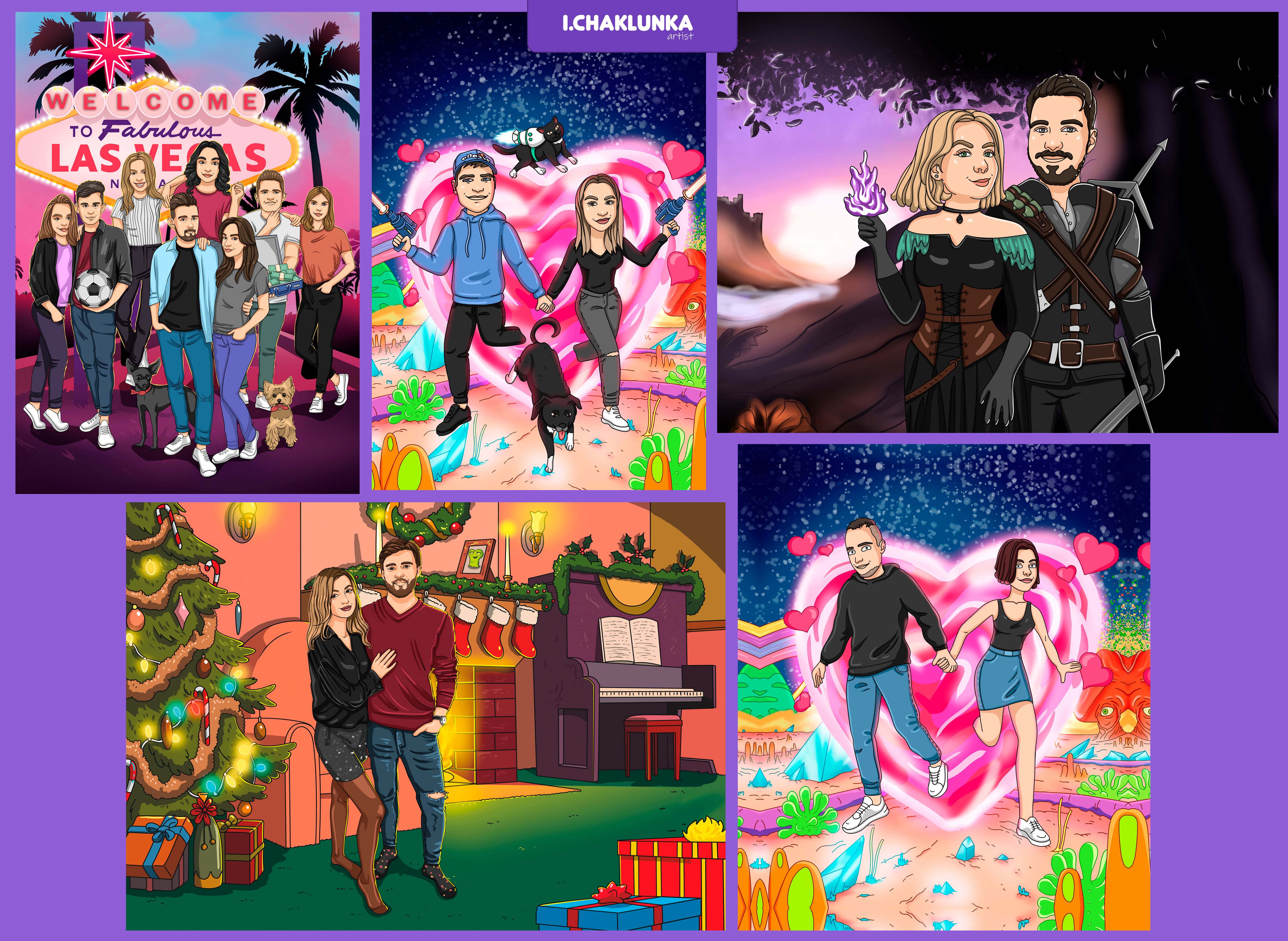 Portraits in the style of popular cartoons – work from a freelancer's ...