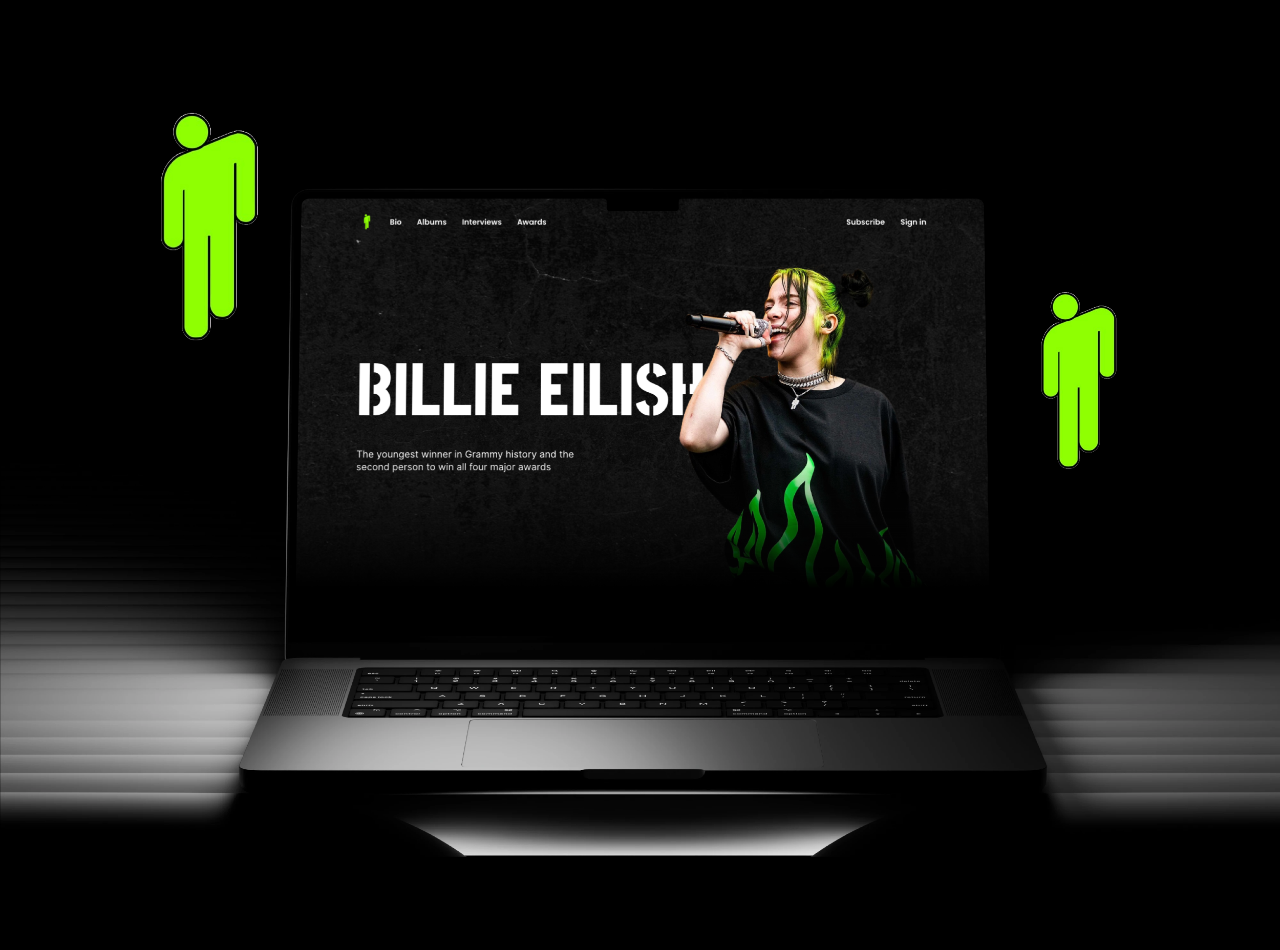 Landing Page UI/UX Billie Eilish – work from a freelancer's portfolio Вікторії | example from ...