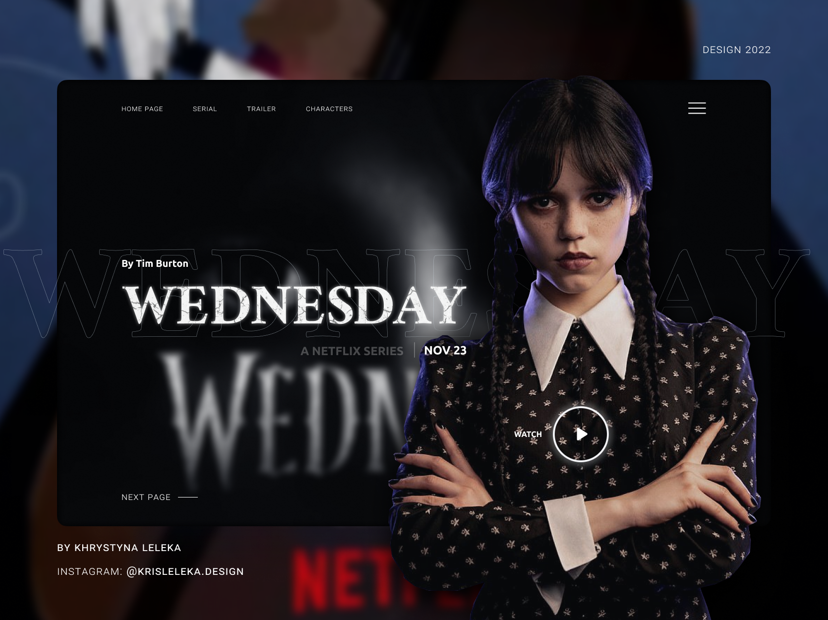 The concept of the main screen for the promo site of the series ...