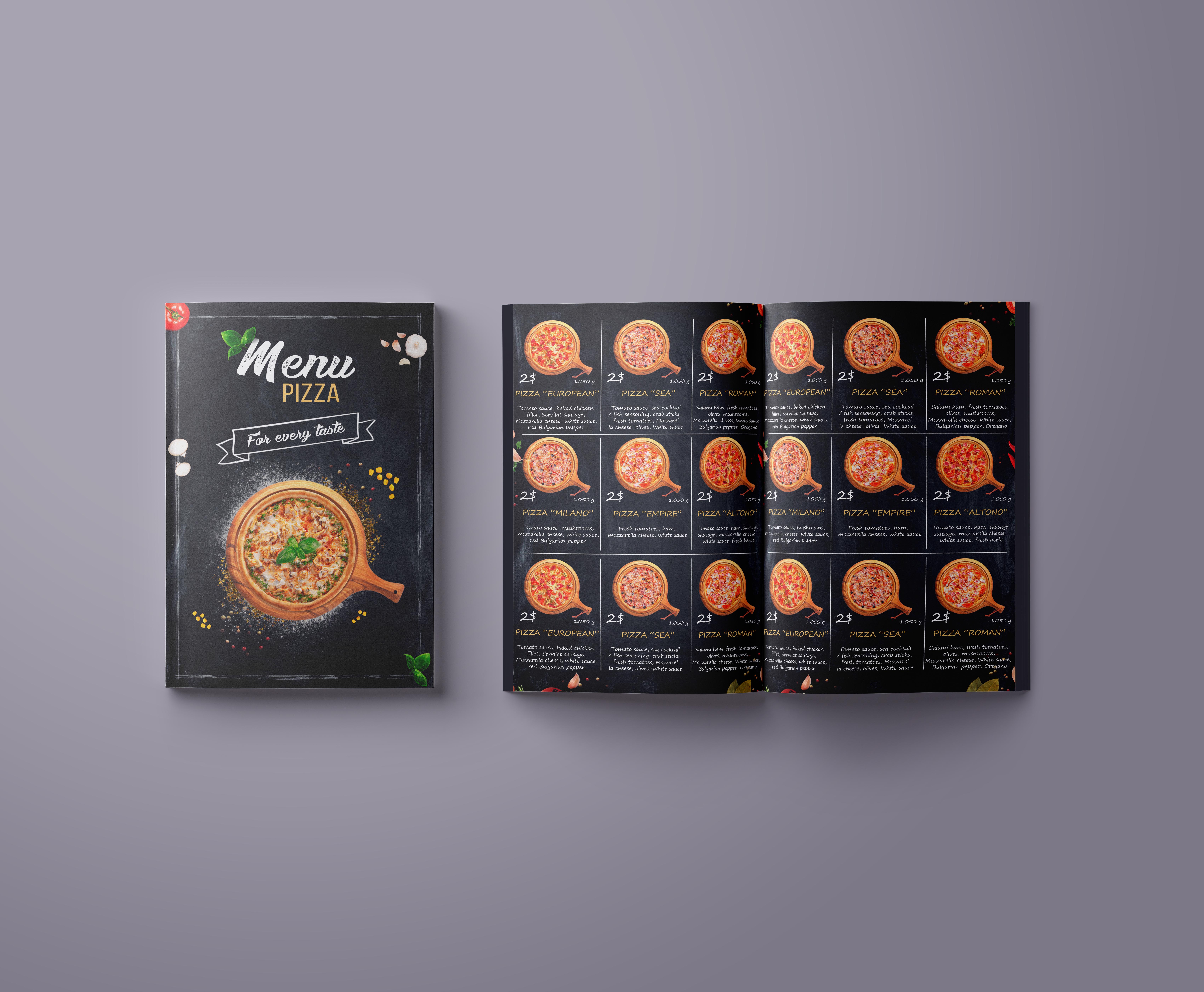 Design of the dishes and dishes for the pizza menu – work from a ...