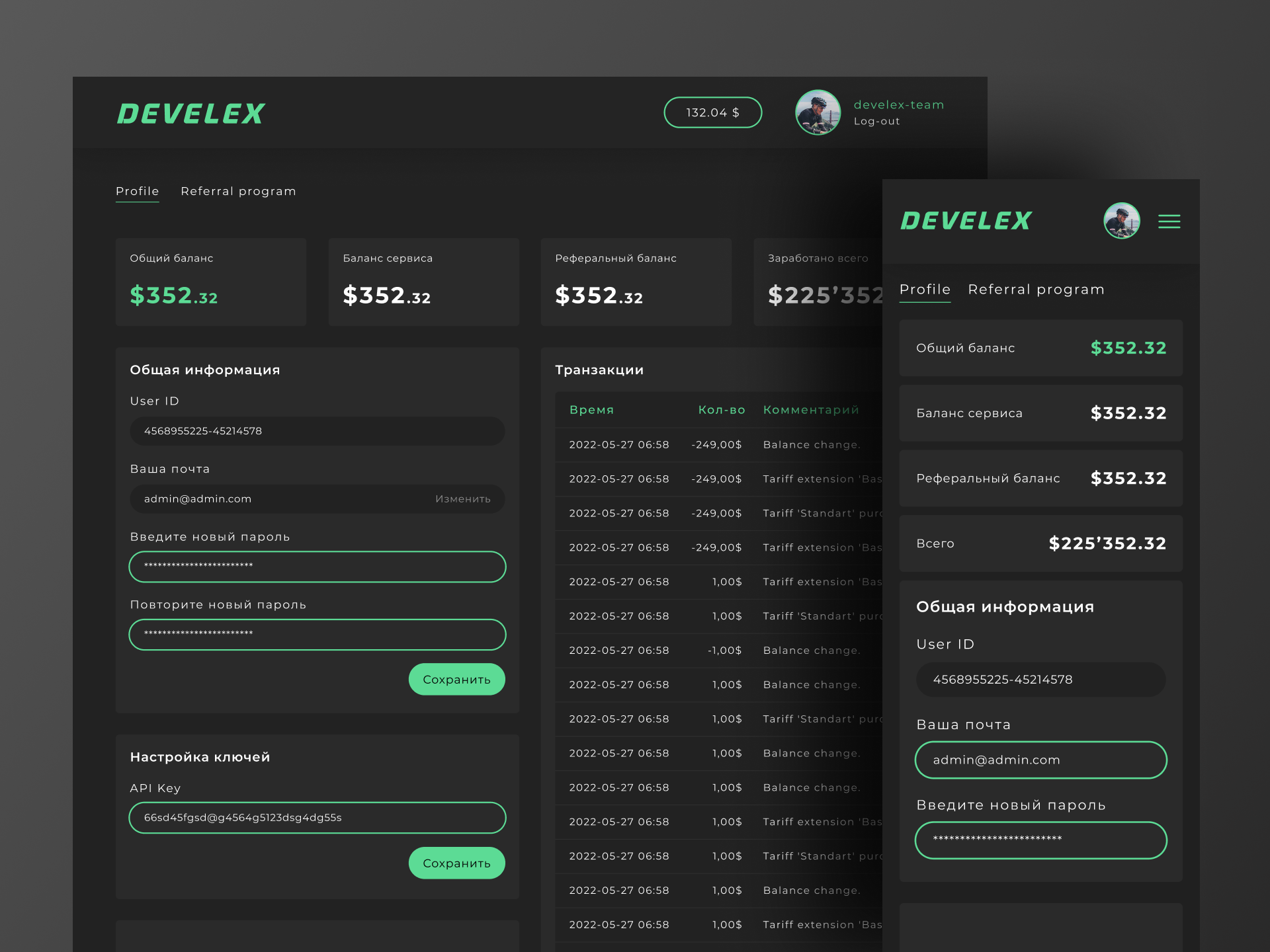 Develex Dashboard – UX/UI Design – work from a freelancer's portfolio ...