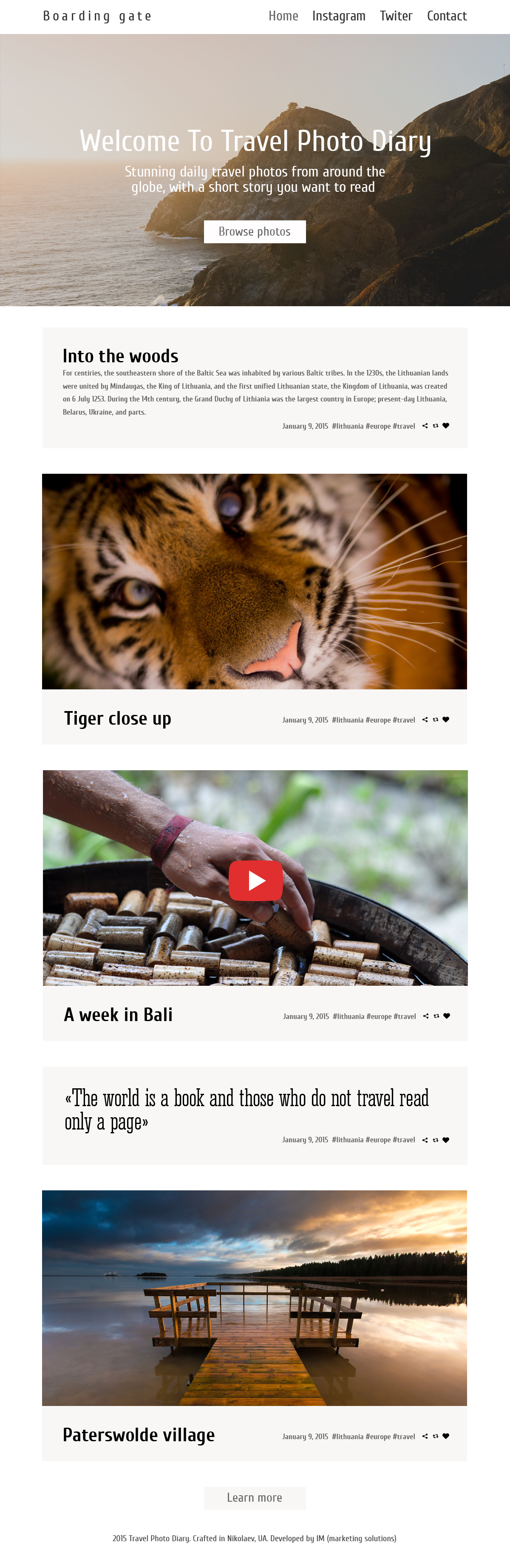 Template of “Travel” – work from a freelancer's portfolio Ивана ...