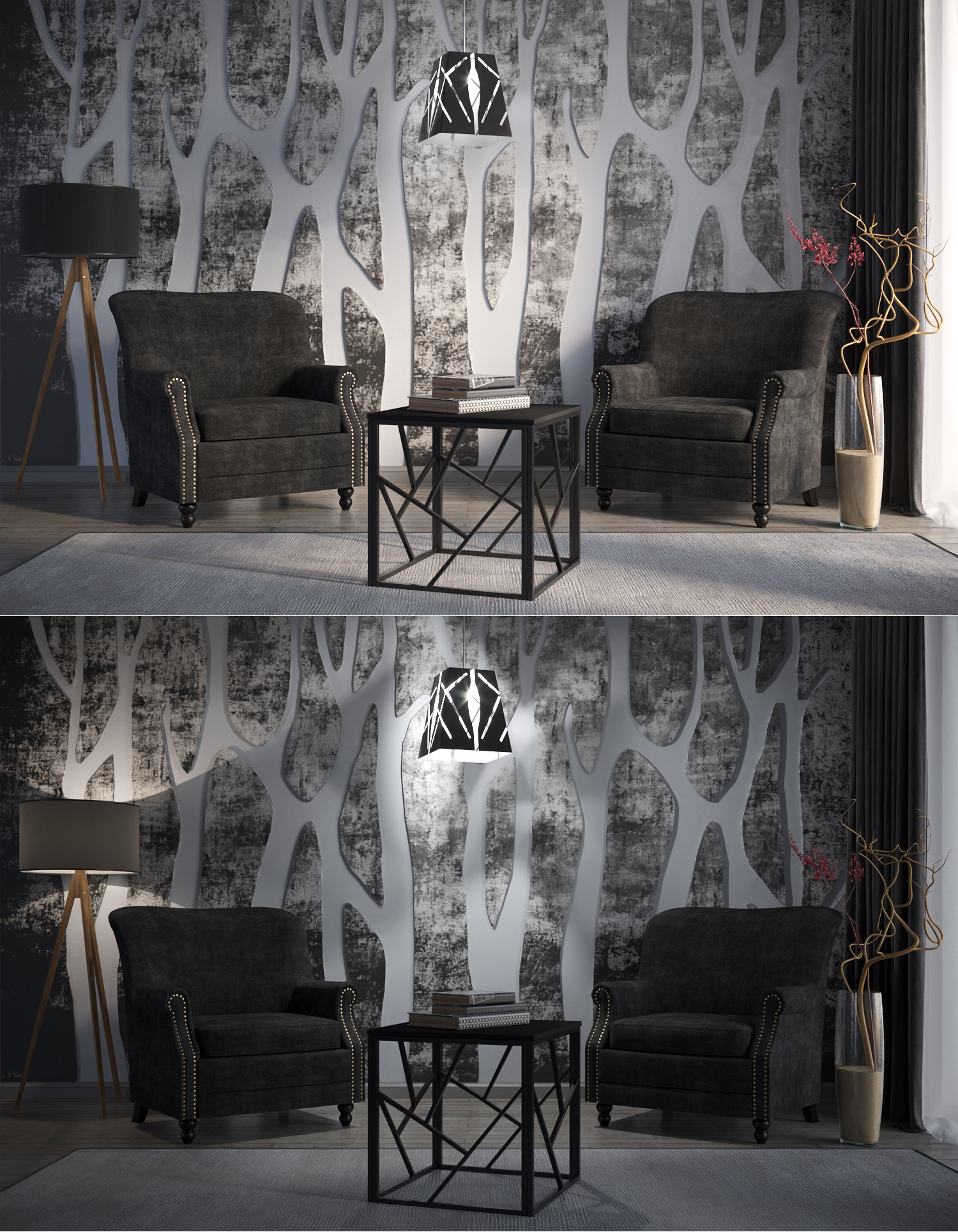 Visualization of 3D panels in the interior – work from a freelancer's ...